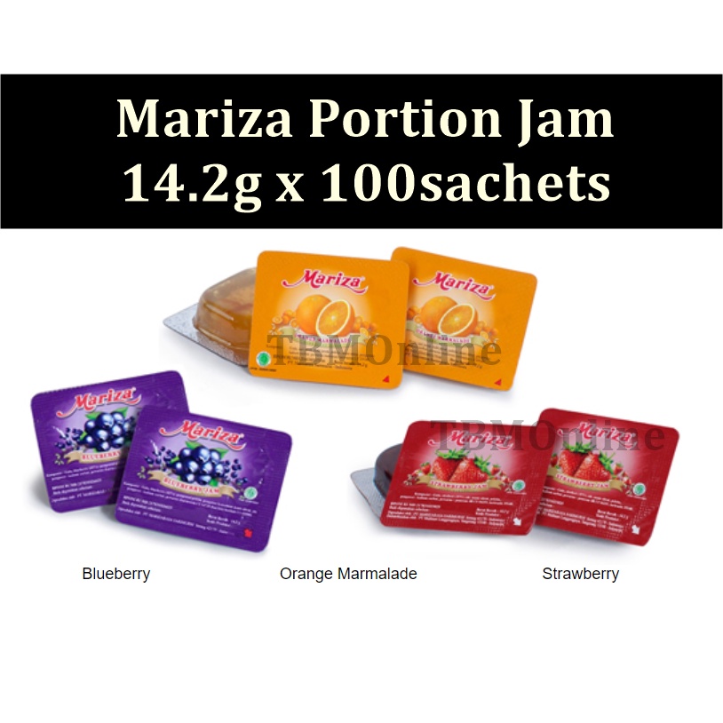Mariza Portion Strawberry Jam / Orange Marmalade Jam 14.2g x 100 ...