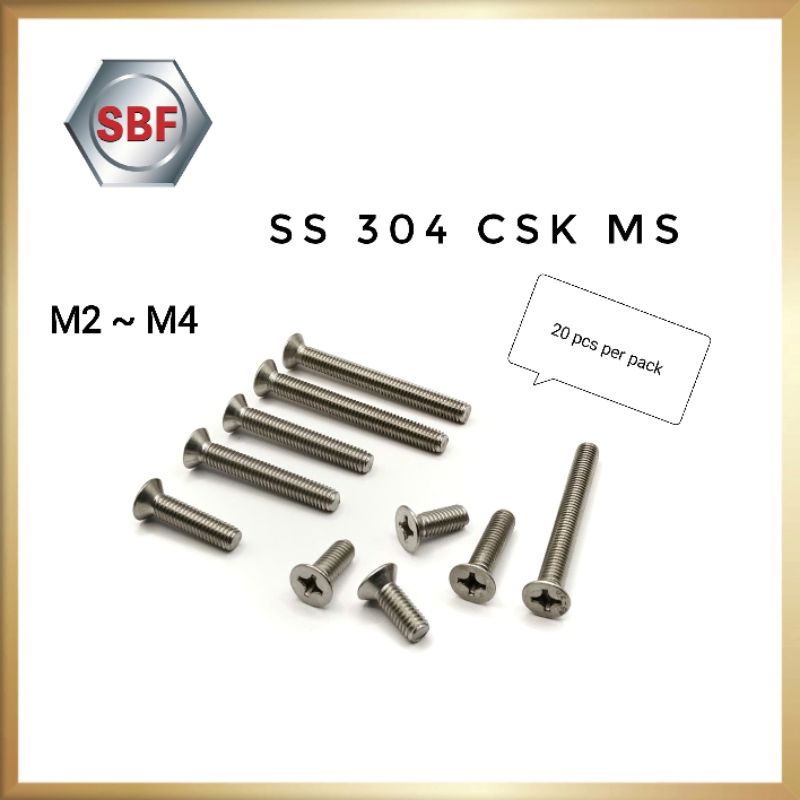 SS 304 CSK MACHINE SCREW (+) M2 ~M4 | Shopee Malaysia