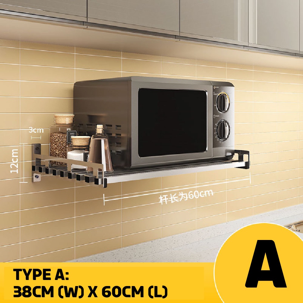 Worthbuy Stainless Steel 304 Wall Mounted Kitchen Rack Hanging Shelf ...