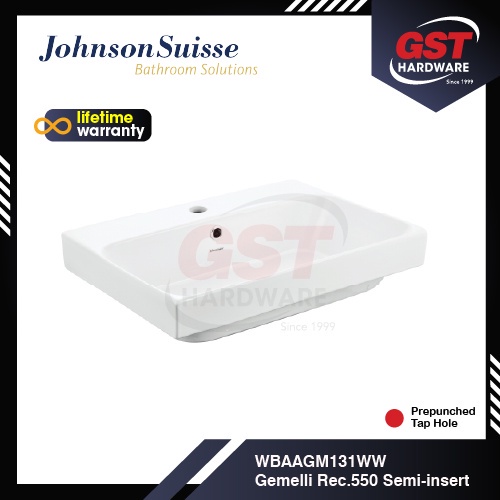 Johnson Suisse Gemelli Rectangular 550 Ceramic Semi Insert Basin ...