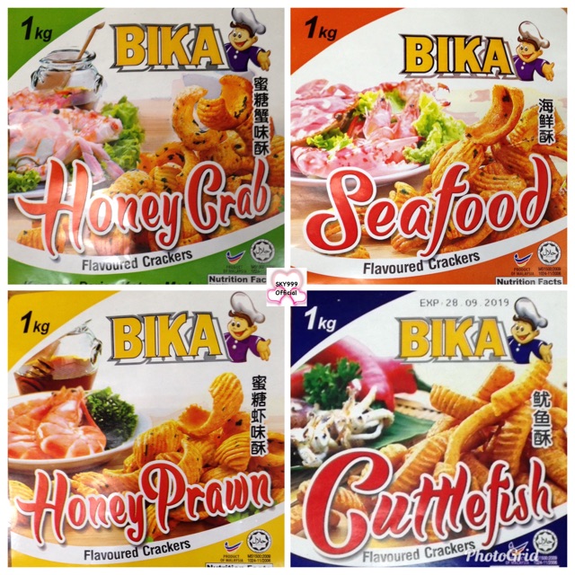 BIKA 1kg Honey Crab/Seafood/Honey Prawn/Cuttlefish Crackers | Shopee Malaysia