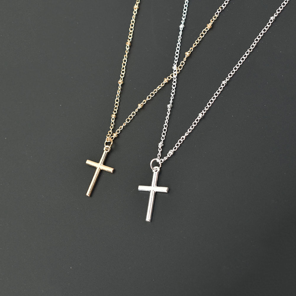 Classic Retro Cross Pendant Necklace For Women Gold Silver Chain Choker ...