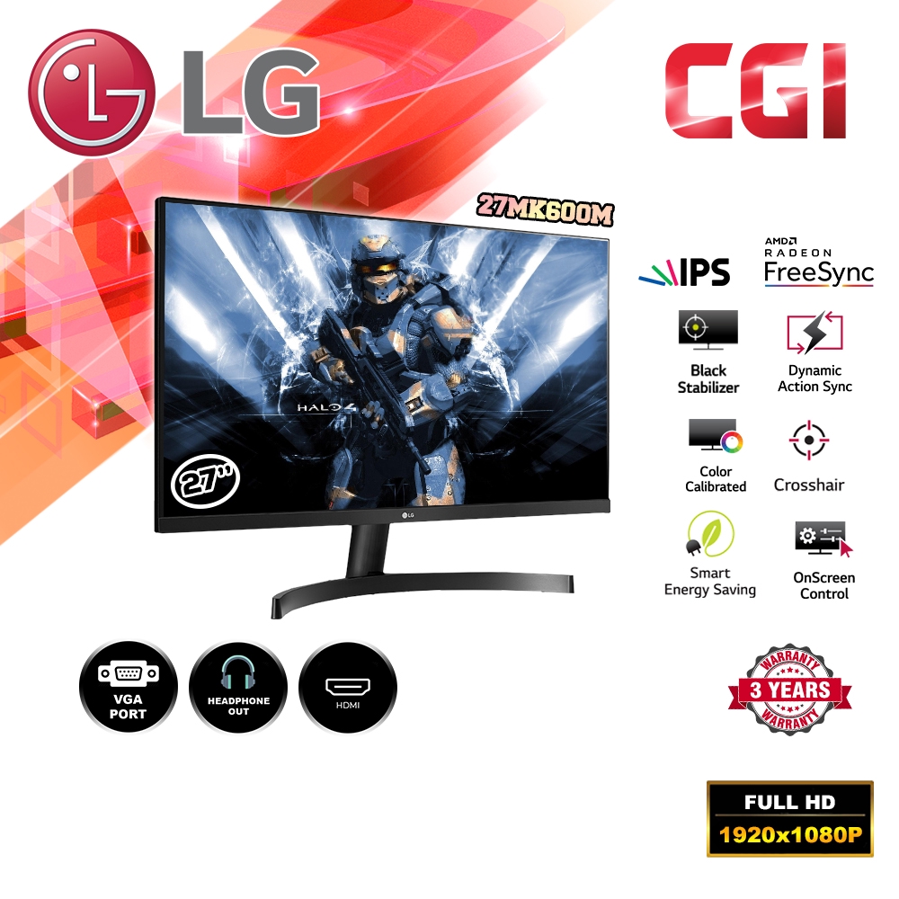 LG 27MK600M FHD 3-Side Borderless IPS Monitor (27") | Shopee Malaysia