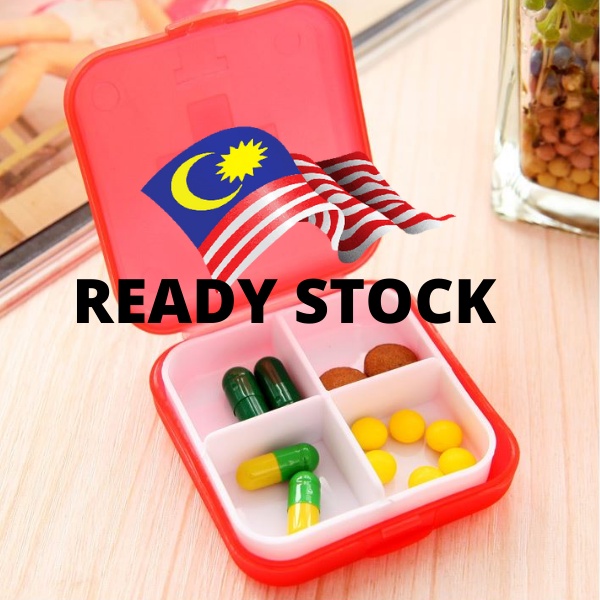 [ Ready Stock ] Bekas Ubat Pill 4 Slots Organizer Portable Small ...