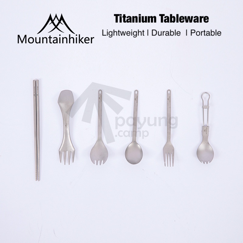 MOUNTAINHIKER Outdoor Camping Titanium Spoon Fork Tableware Folding ...