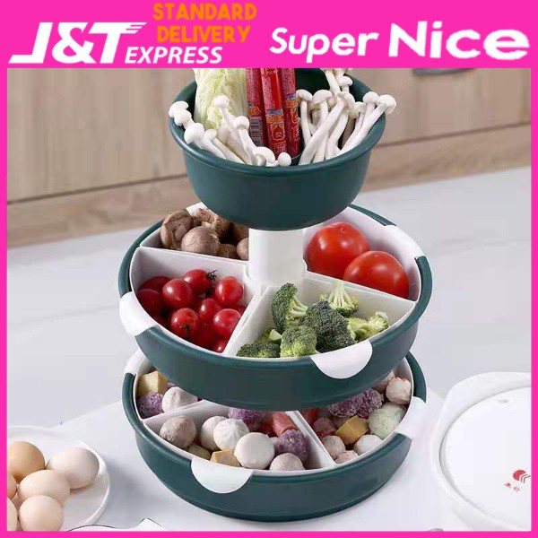SN_ 3 Layer Rotatable Steamboat Bowl Drainer Container | Shopee Malaysia