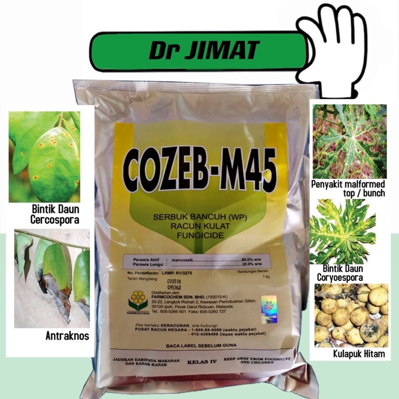 Cozeb-M45 1kg Racun Kulat Mancozeb 80% Cili Sawi Timun Kacang Panjang ...