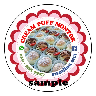 STICKER LABEL MAKANAN CREAM PUFF TEMPLATE (5cm) | Shopee Malaysia