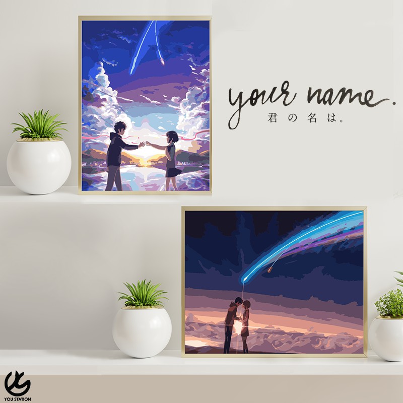 Ready Stock - Frame DIY paints by Number 40*50cm - Your Name Anime ...
