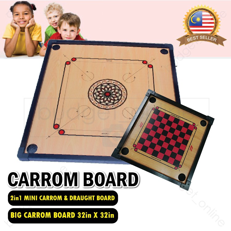 Wooden Carrom Board 2in1 Mini Draught Dam Haji Big Carrom Board Games ...