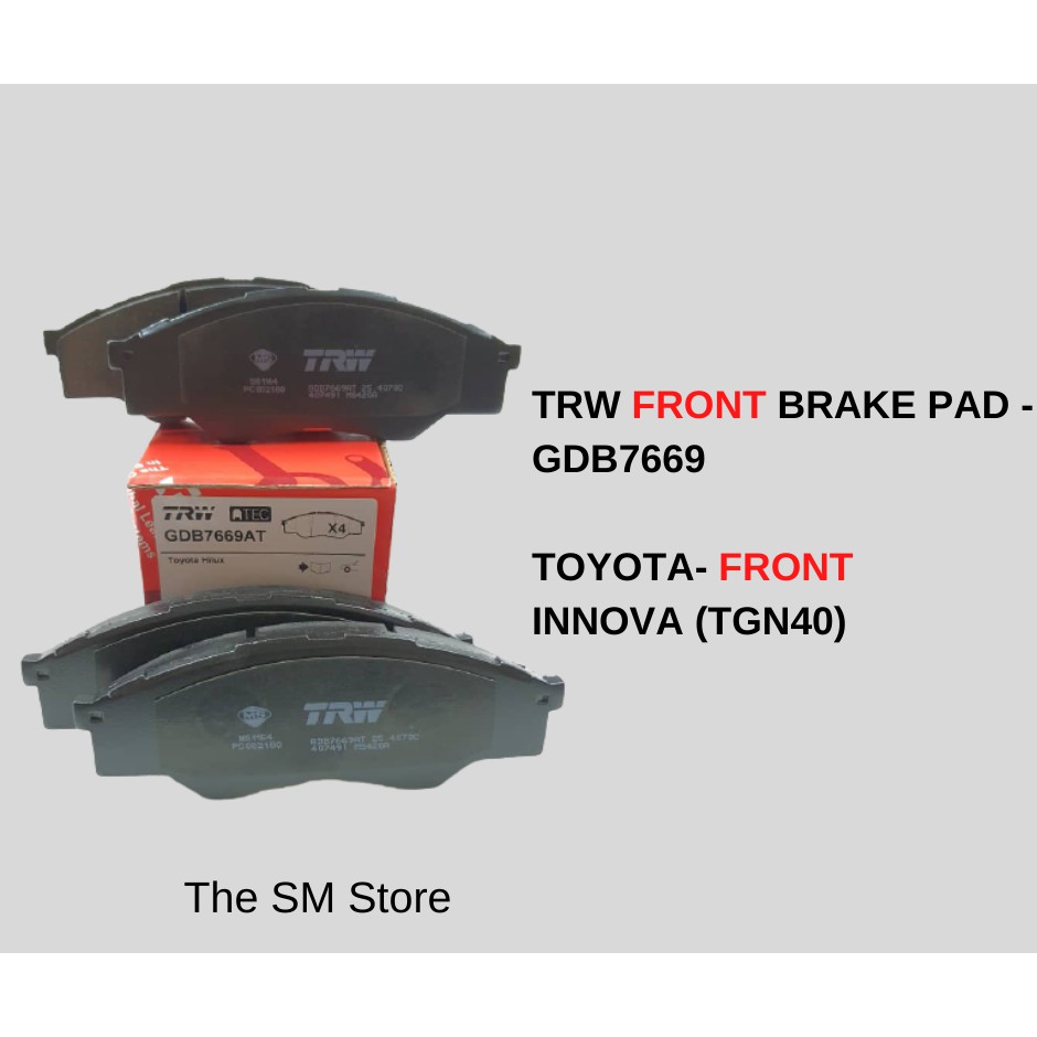 (READY STOCK) TRW GENUINE TOYOTA INNOVA TGN40 (OLD) DISC BRAKE PAD (FRT ...