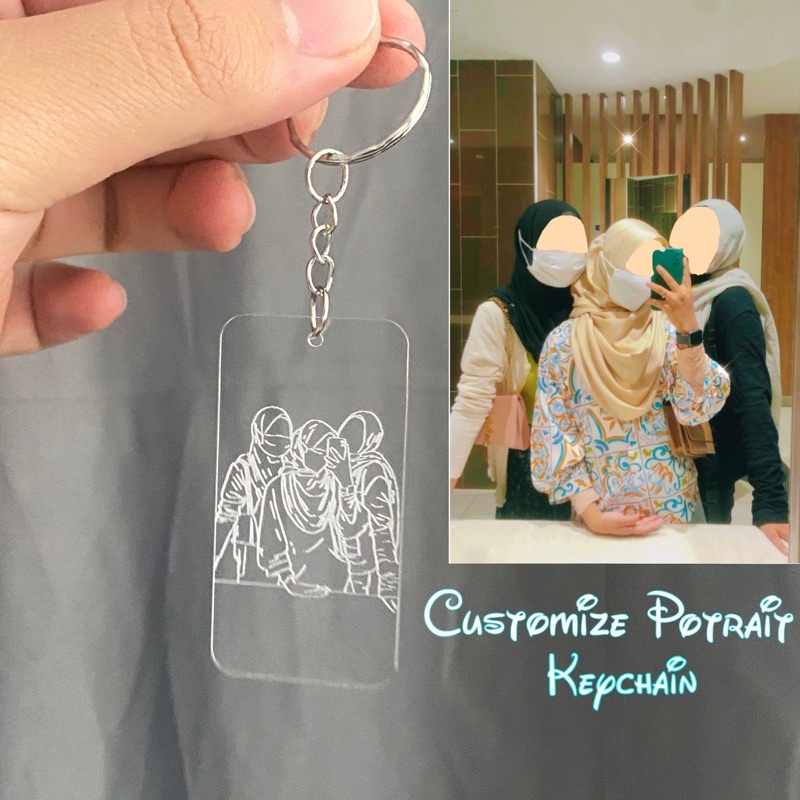 Customize Potrait Keychain Acrylic/Keychain Gambar+Nama (MC73) | Shopee ...