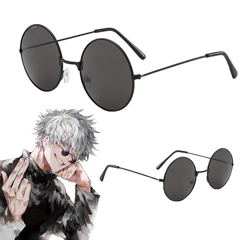 Jujutsu Kaisen Gojo Satoru Cosplay Glasses Black Round Sun Glasses With