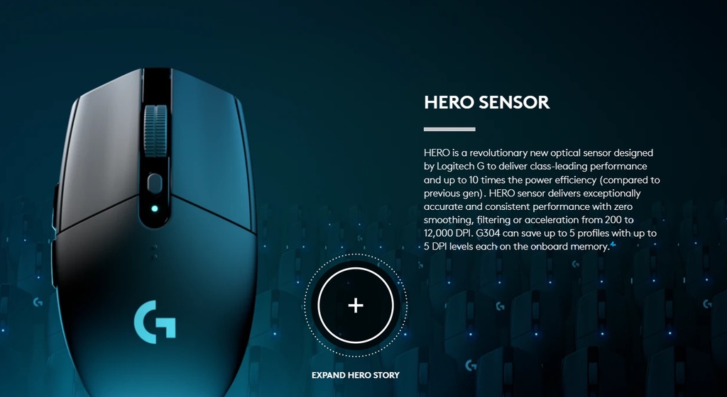 LOGITECH G304 WIRELESS GAMING MOUSE HERO SENSOR | 12000 DPI ...