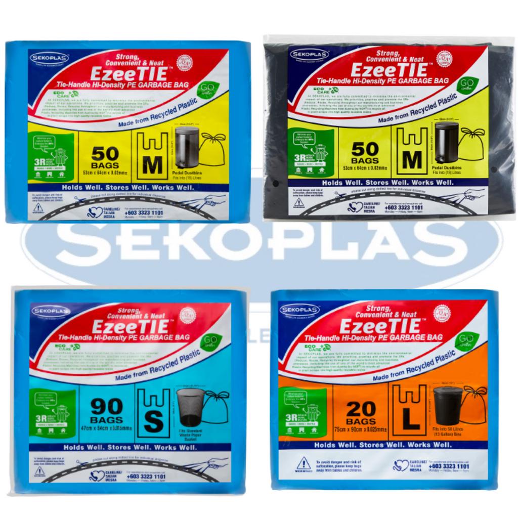 Sekoplas EzeeTIE Garbage Bag (Mix Black & Blue Colour) | Shopee Malaysia