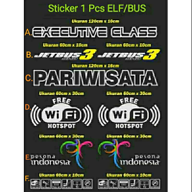Sticker Cutting Sticker ELF BUS TOURISMA JETBUS 3 1 PCS / 1 Sticker ...