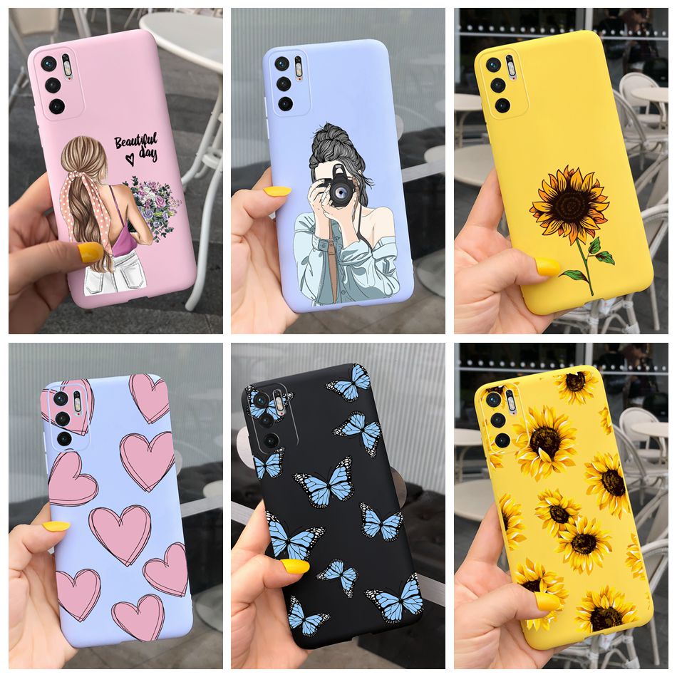 Xiaomi Redmi Note 10 5G Beautiful Girl Flower Pattern Case Redmi Note10 5G Candy Color Silicone ...