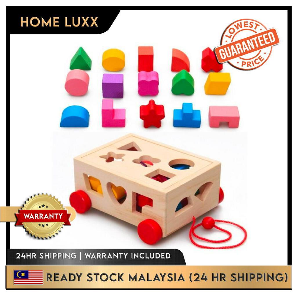 Wooden Blocks Matching Toy with Wheel Car Truck Activity Cube Shape ...