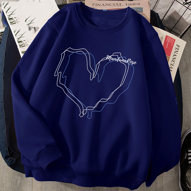 Autumn Sweater Women's Cotton Cartoon Love Printing Korean Long-sleeved ...