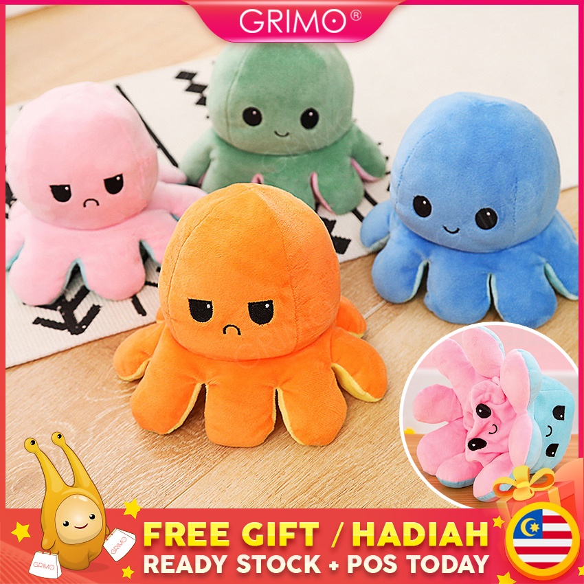 READY STOCK😍GRIMO Octopus Plush Doll Reversible Octopus Doll Toy Flip ...
