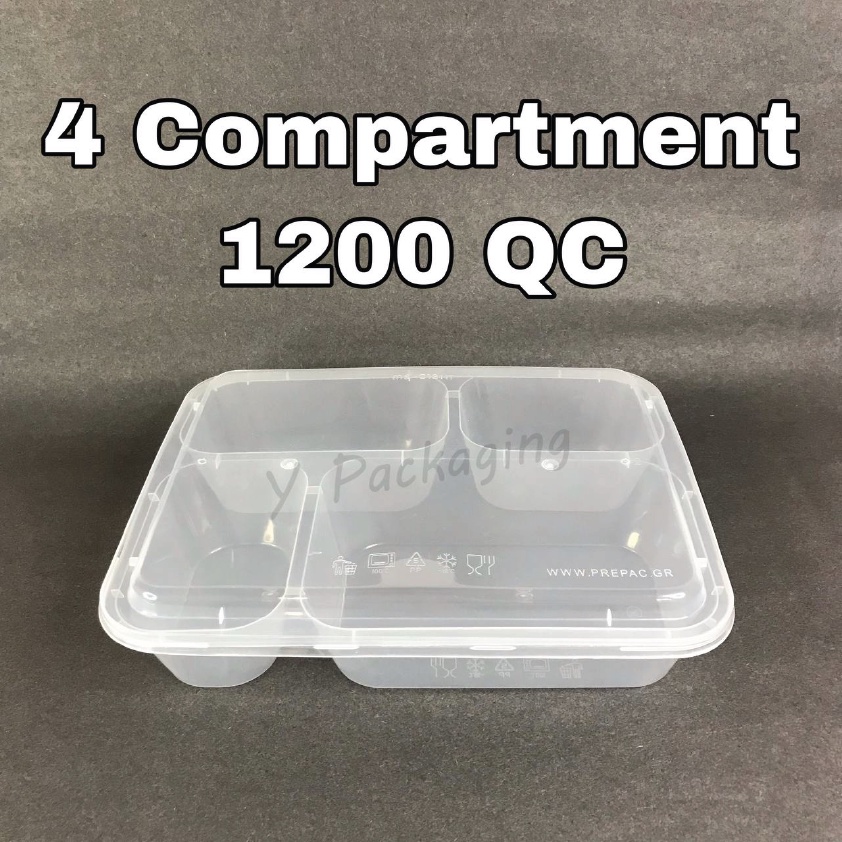 MS1200QC / 4 Compartment Disposable Plastic Food Container 50PCS【Ready ...