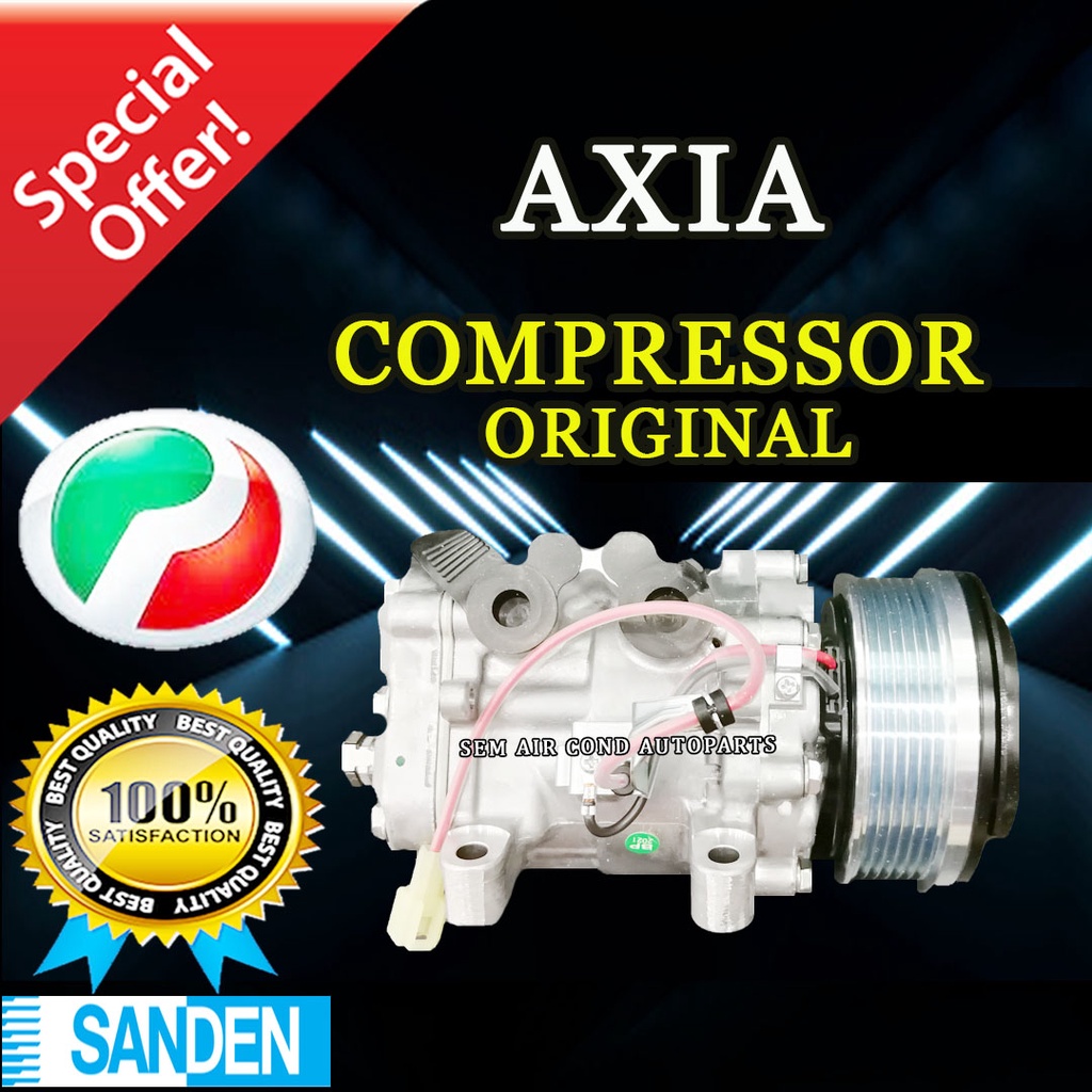 PERODUA AXIA 2014-2020 ORIGINAL SANDEN SD COMPRESSOR/ KOMPRESOR (CAR ...
