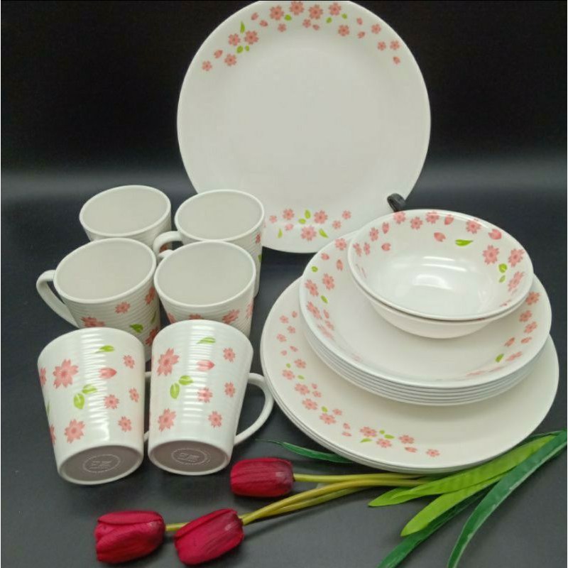 24 PCS SET PINGGAN MELAMINE CORELLE EKSKLUSIF | Shopee Malaysia