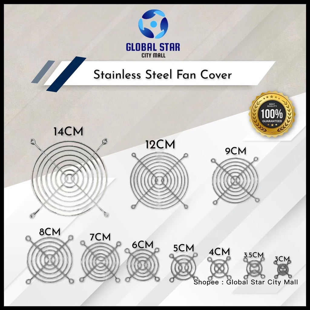 Stainless Steel Fan Cover 3CM/3.5CM/4CM/5CM/6CM/7CM/8CM/9CM/12CM/14CM ...