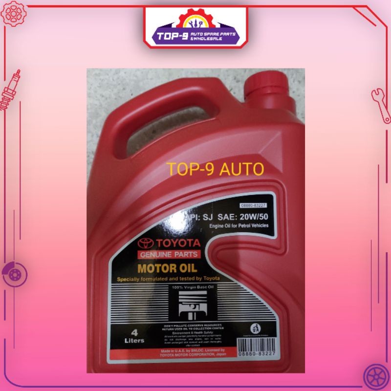 TOYOA ORIGINAL SAE 20W50 FULLY IMPORT ENGINE OIL-4LITER/BOTOL | Shopee ...