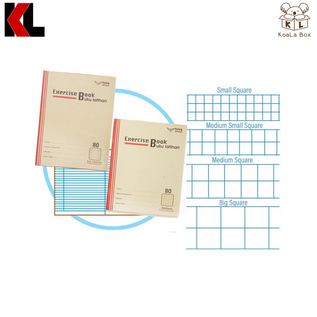 Grid Line / Square Line Exercise Book F5 80 PG - 5 Books (4 Types ...