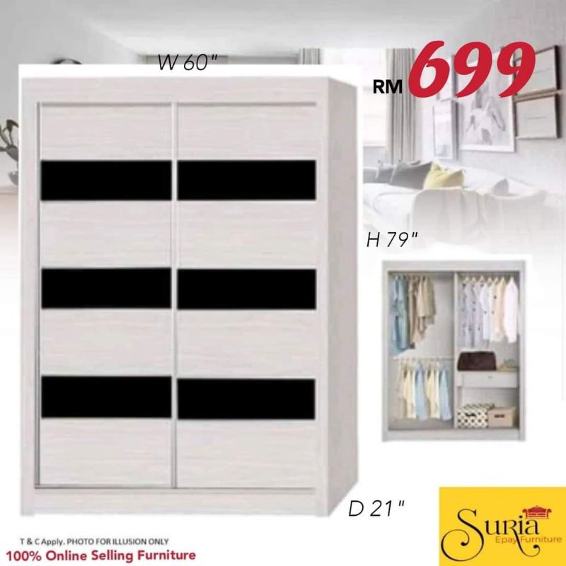 Suria - Package BRS 579 (Bedframe + Mattress + Wardrobe + Dressing ...
