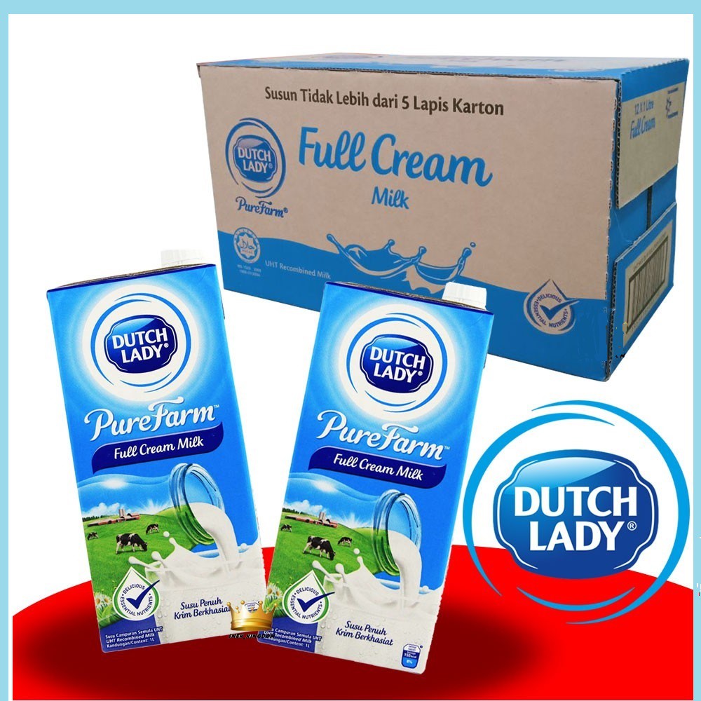 Dutch Lady Pure Farm Full Cream UHT Milk 1 Carton (12pkt x1 Litre ...