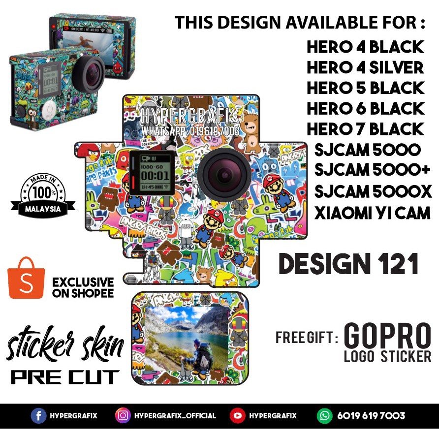 GOPRO HERO 4 , HERO 5 , HERO 6 , HERO 7, SJCAM 5000 , XIAOMI YI CAM 2K ...