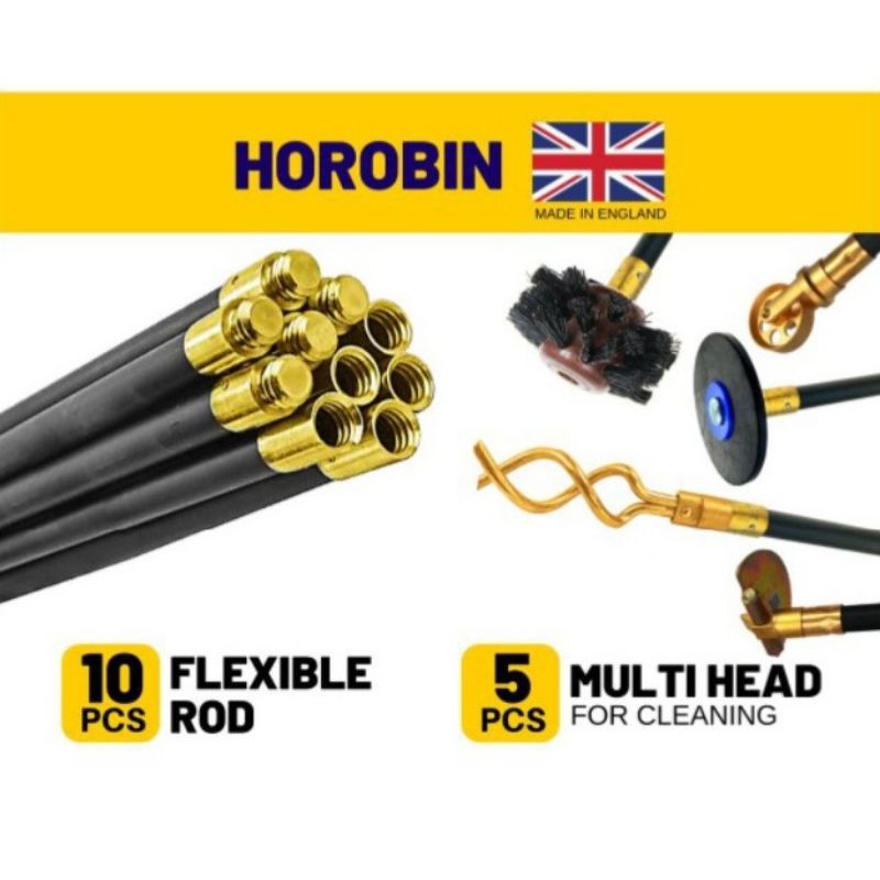 HOLOBIN MANUAL DRAIN CLEANING POLYPROPYLENE DRAIN ROD AND TOOLS SET ...