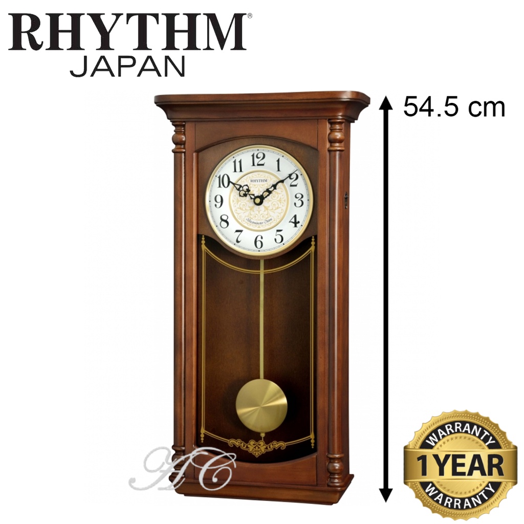 100% ORIGINAL RHYTHM Sound in Place Wooden Pendulum Wall Clock (Jam ...