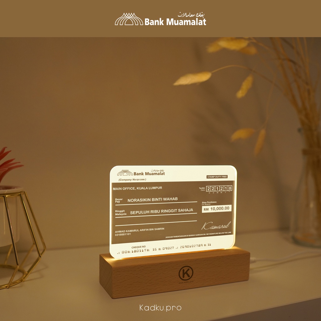 CUSTOM CHEQUE HANTARAN LAMPU UKIR NIKAH / CEK HANTARAN ( KAHWIN ...