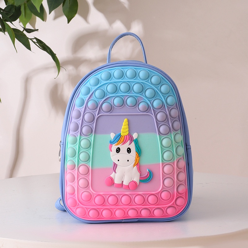 Large Unicorn Backpack Pop It Fidget Toy Girls Wallet Pop It Bag Kids ...