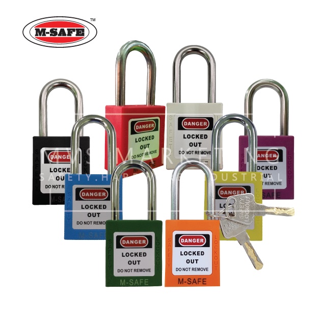 M-SAFE SAFETY PADLOCK STAINLESS STEEL SHACKLE 1-1/2" (38MM) / LOCKOUT ...