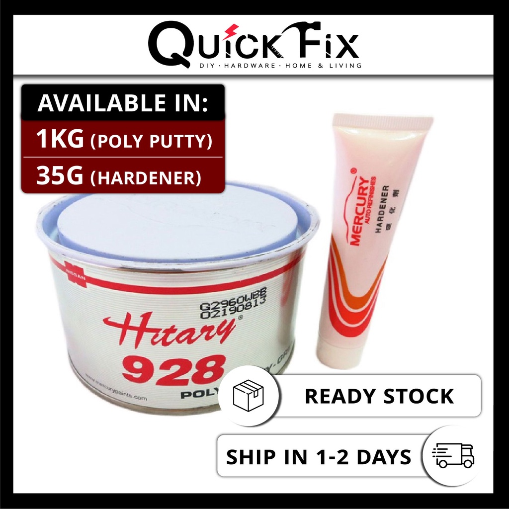 QuickFix HITARY 928 Poly Putty 1kg Grey Mercury Hardener 35g Simen ...