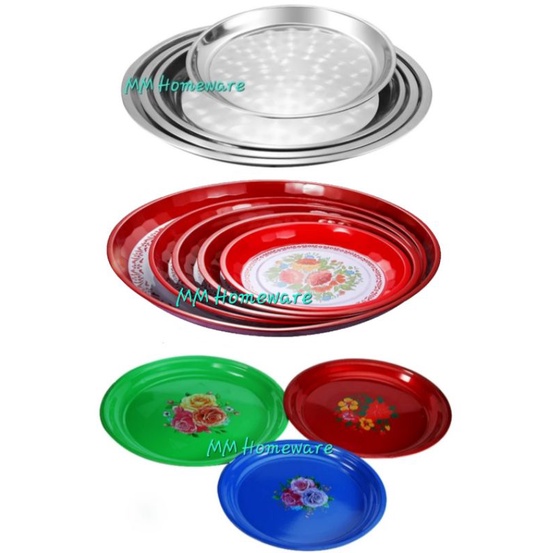 Stainless Steel Round Serving Tray / Plastic Round Tray / Metal Flower ...
