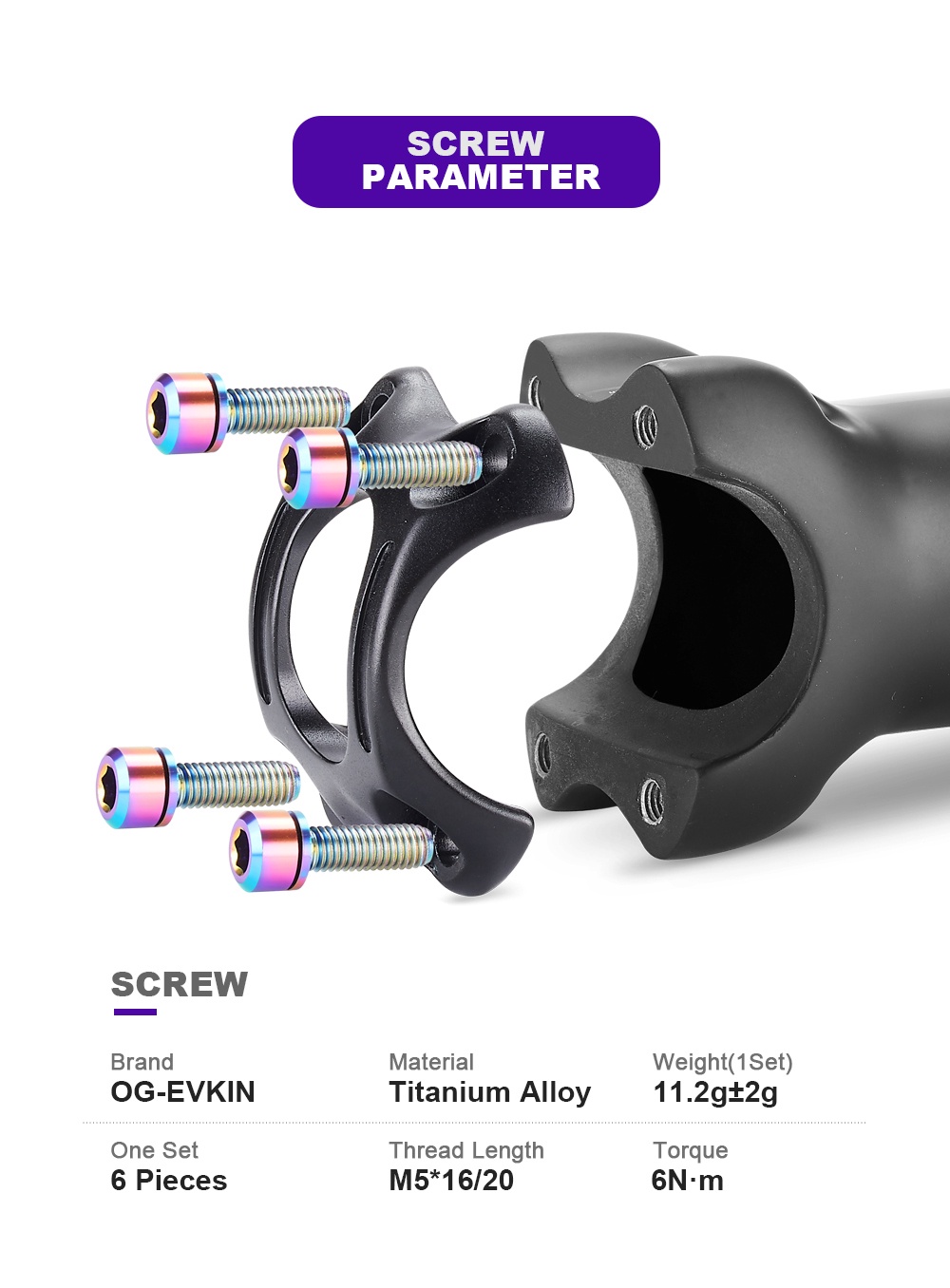 OG-EVKIN Carbon Bicycle Stem 10 Degree Titanium Road Bike Stem Positive ...