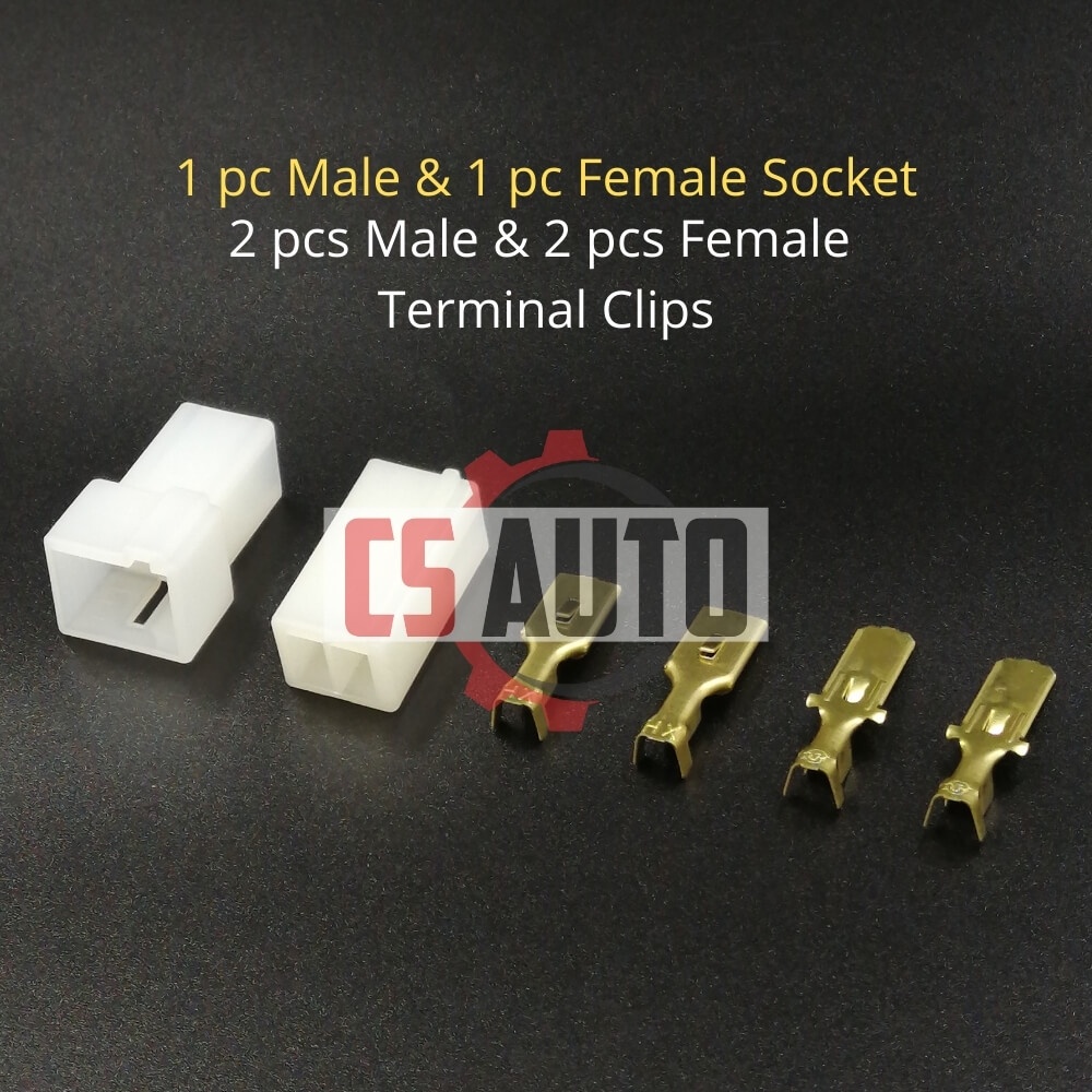 CS 1set x Wire Electric 2pin Socket Terminal Clip White for Connection ...
