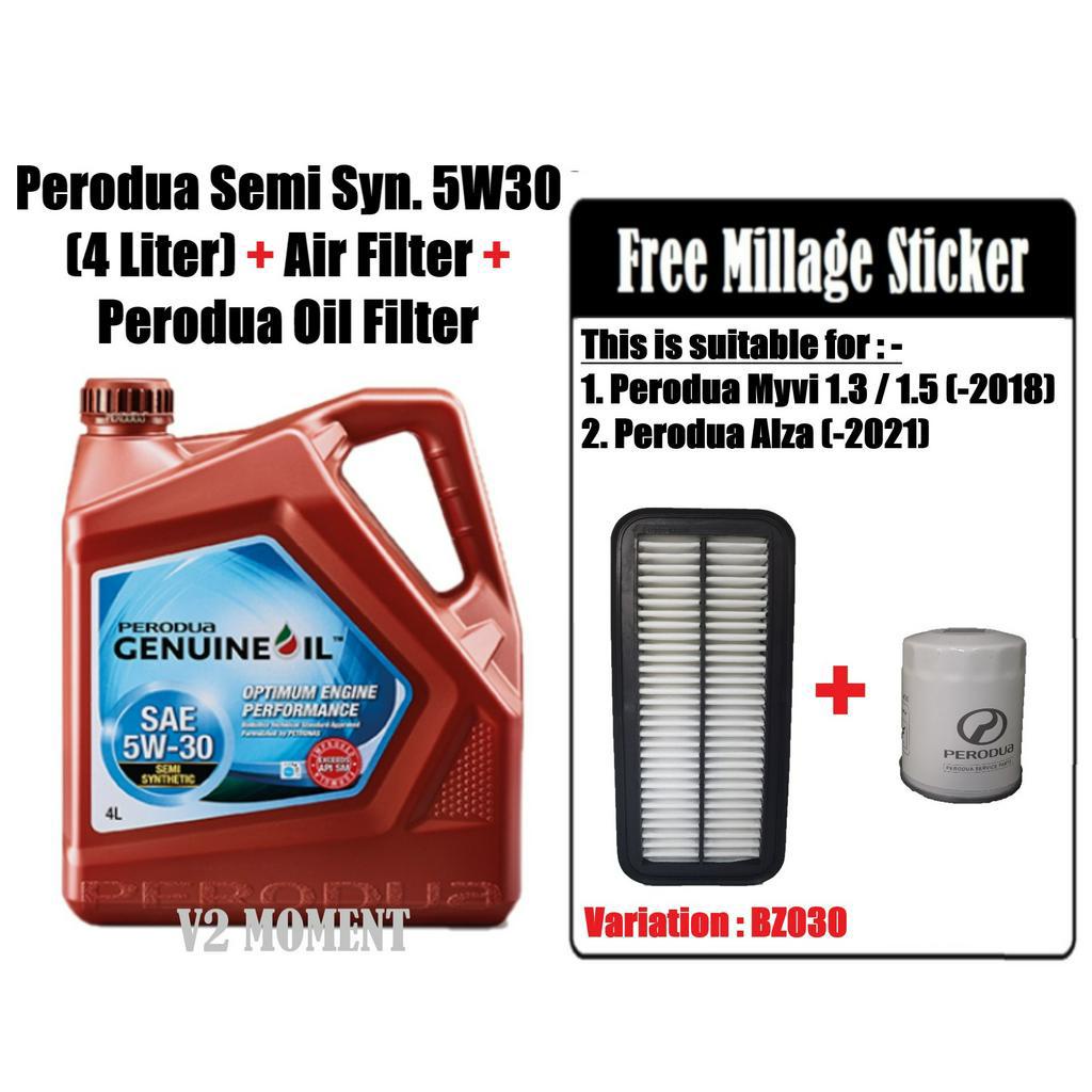 Perodua Semi Synthetic Engine Oil SAE 5W-30 4L+Perodua Oil Filter + Air ...