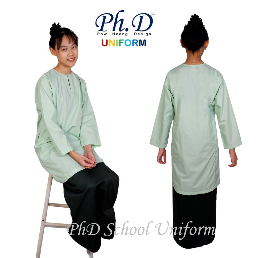 PhD School Uniform Size 20-28, SS, S, M, L, XL, XXL Light Green Baju ...