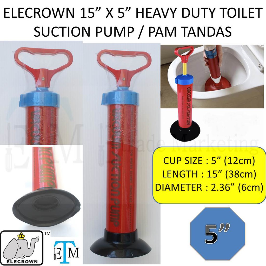 ELECROWN 15” X 5” HEAVY DUTY TOILET SUCTION PUMP / PAM TANDAS | Shopee ...