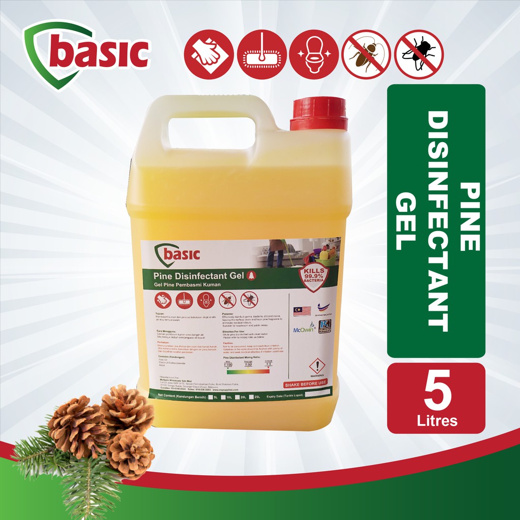 MCQWIN BASIC BIO PINE GEL DISINFECTANT 5L/ GEL PINE PEMBASMI KUMAN ...