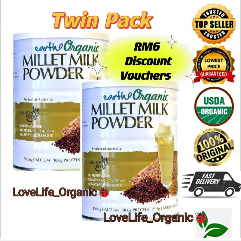 EARTH LIVINH ORGANIC MILLET MILK POWDER 900G X 2 EXP:4/2026 | Shopee Malaysia