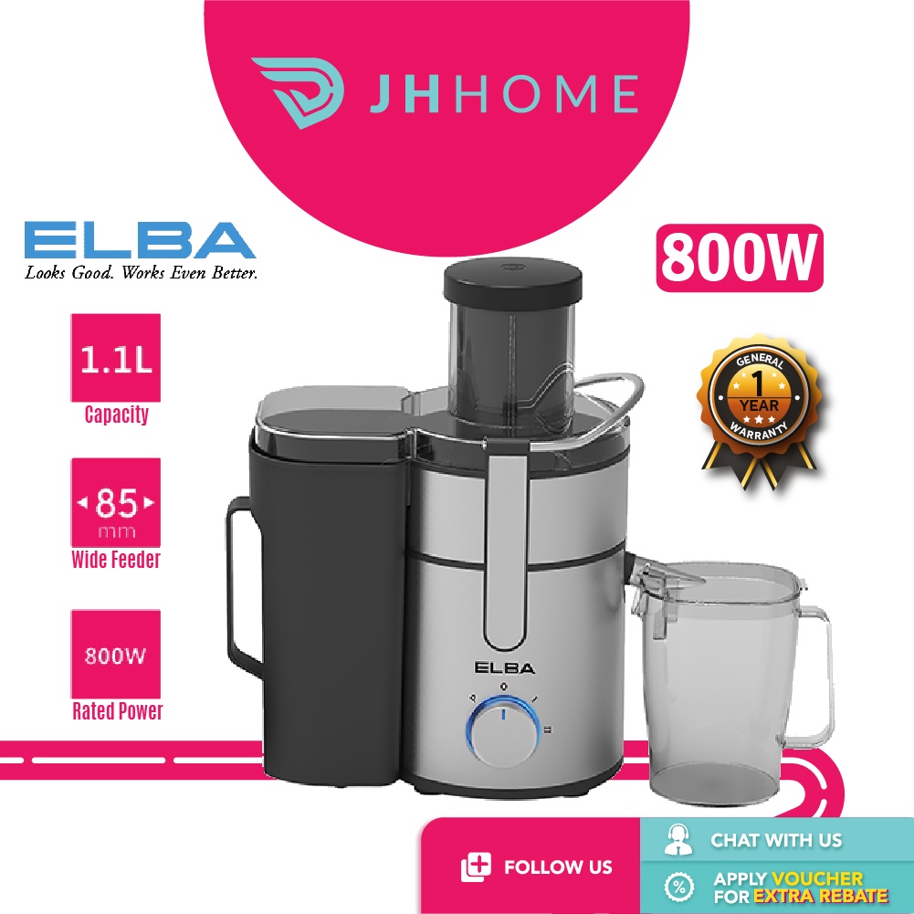 Elba Juice Extractor Stainless Steel Extra Wide Feeder 2 Speeds Control ...