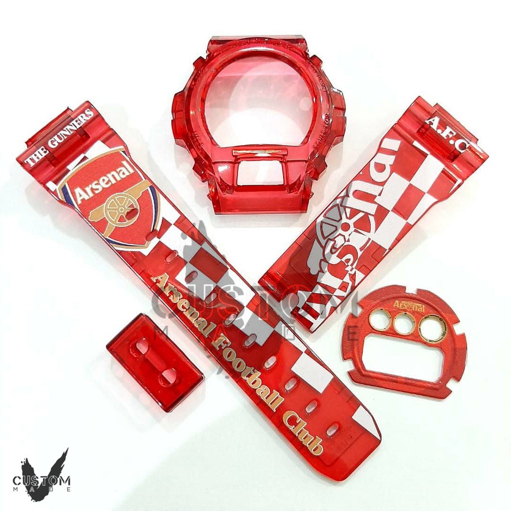 (Vcustom) DW6900 CUSTOM PRINTING " ARSENAL " BAND AND BEZEL WATCH ...