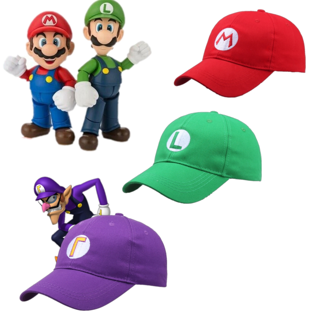New Super Mario Bros Luigi Waluigi Baseball Cap Embroidered Hat Anime ...